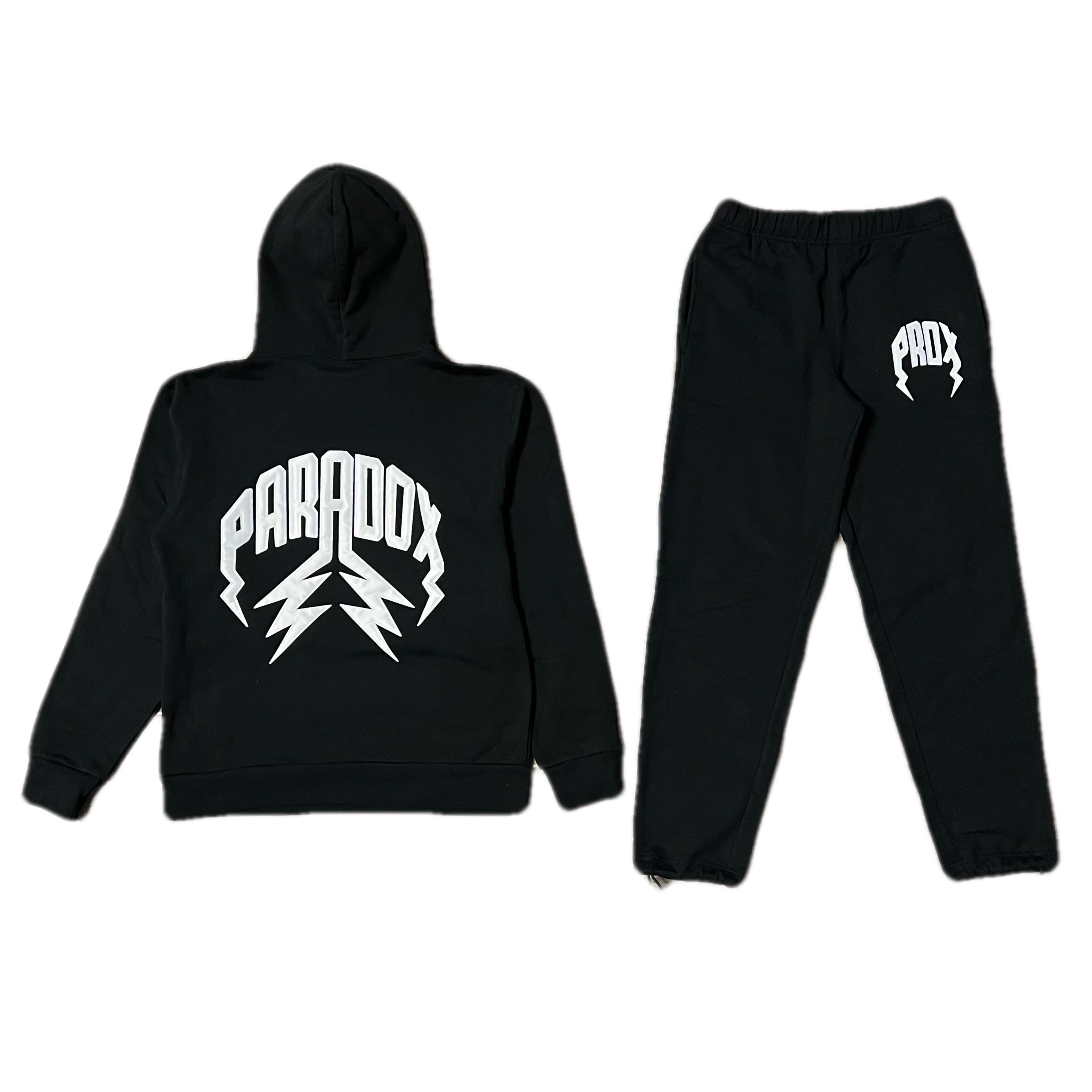 Lightning arc logo sweatsuit (BLACK/WHITE) – Paradox Lab