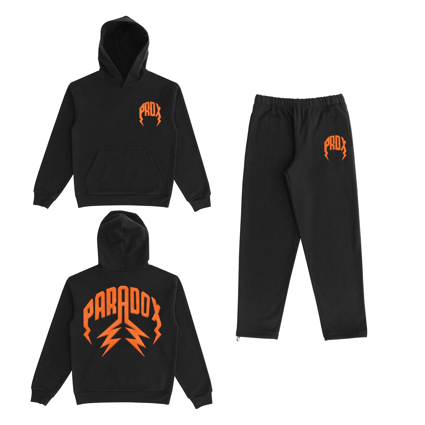 Lightning arc logo sweatsuit (BLACK/ORANGE) – Paradox Lab