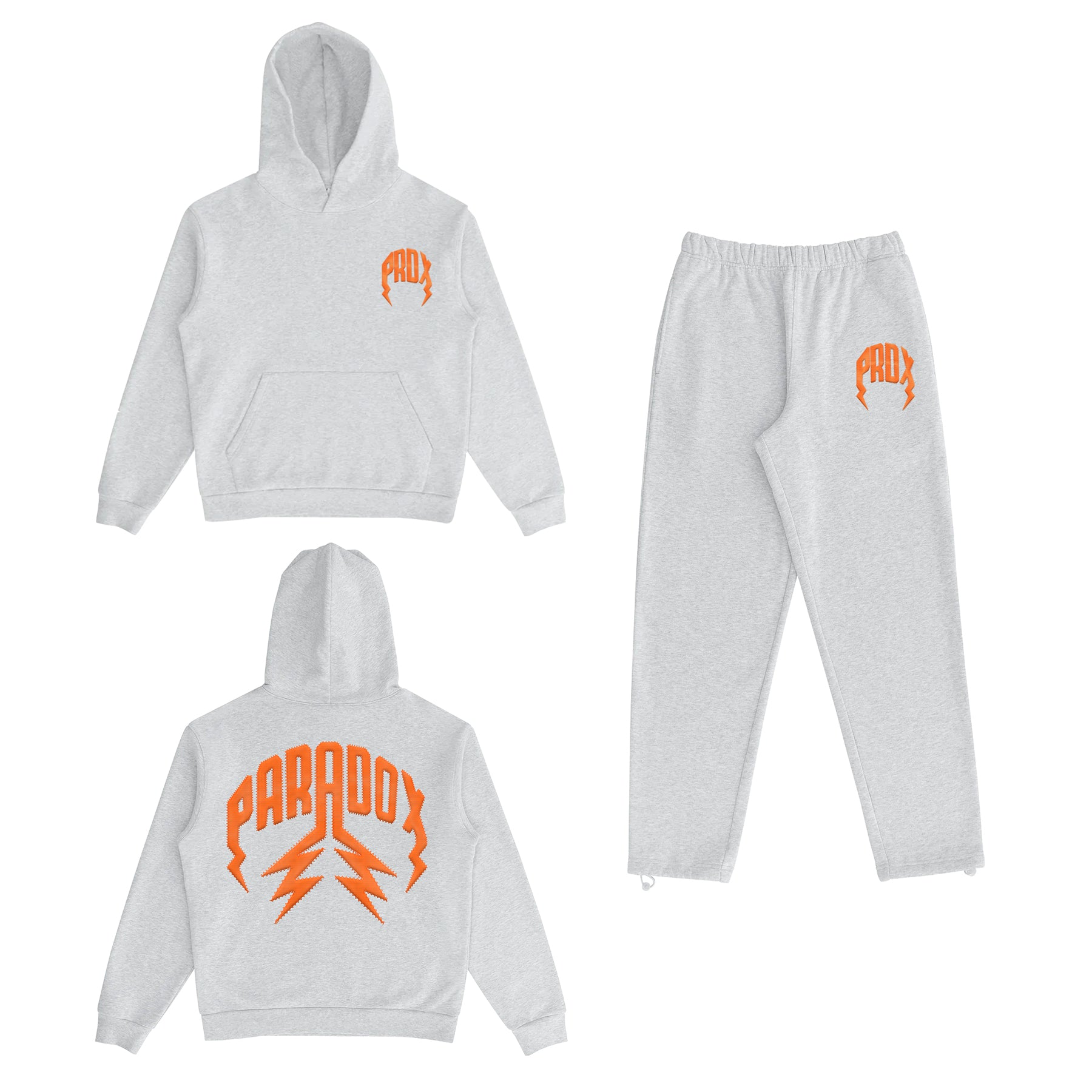 Lightning arc logo sweatsuit (GREY/ORANGE) – Paradox Lab