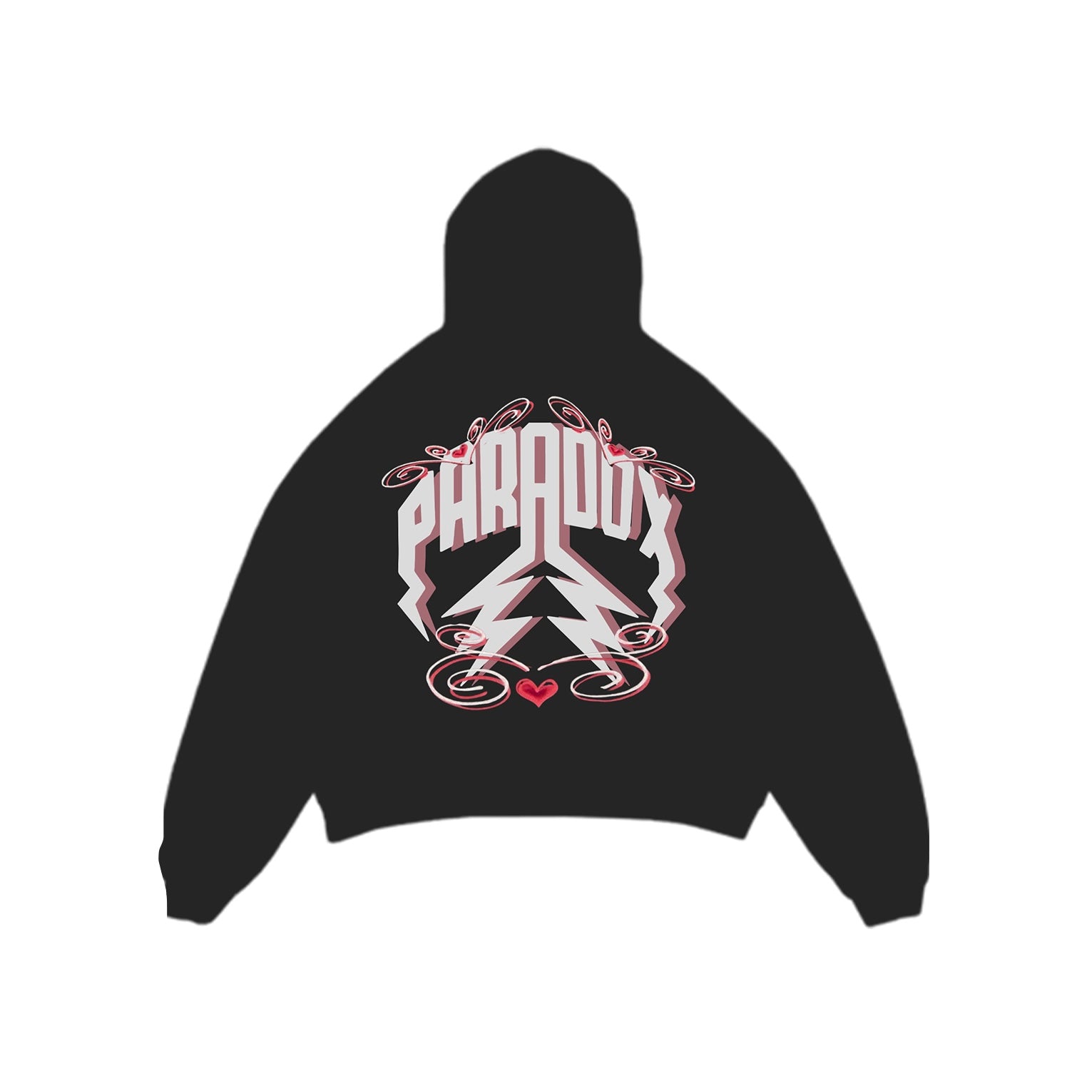 "AIRBRUSHED HEARTS" LIGHTNING ARC LOGO HOODIE (BLACK) – Paradox Lab