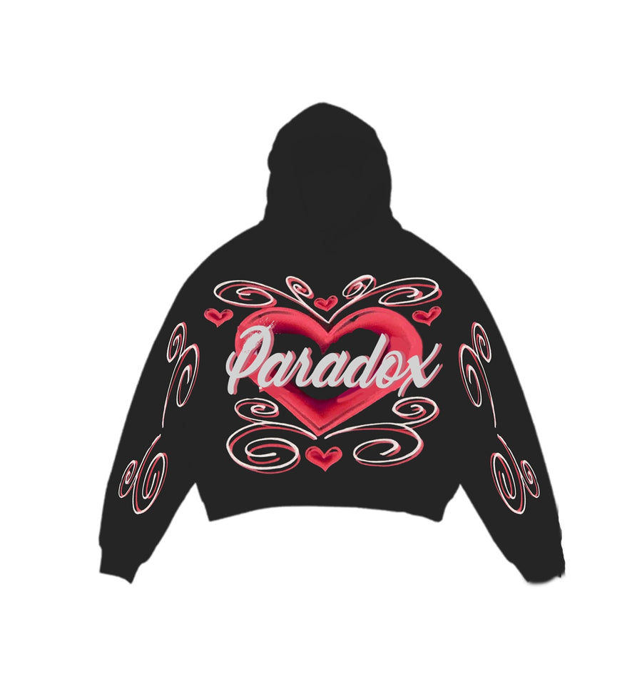 "AIRBRUSHED HEARTS" LIGHTNING ARC LOGO HOODIE (BLACK) – Paradox Lab